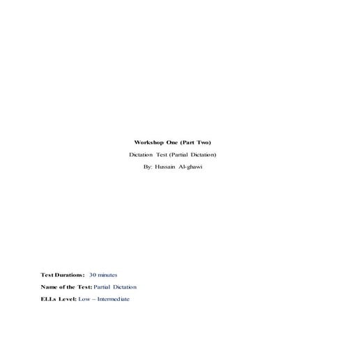 Workshop one - part 2- sample exam assessment | DOCX