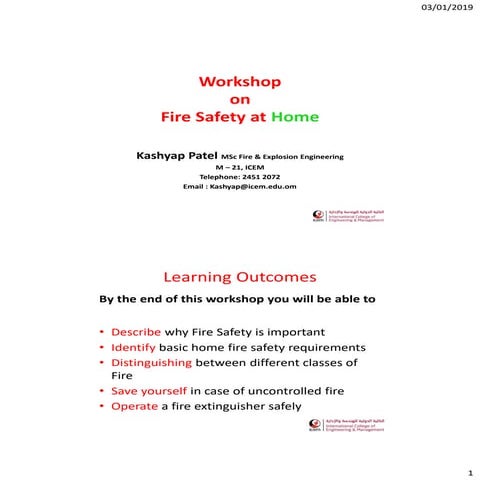 Workshop on home fire safety | PDF