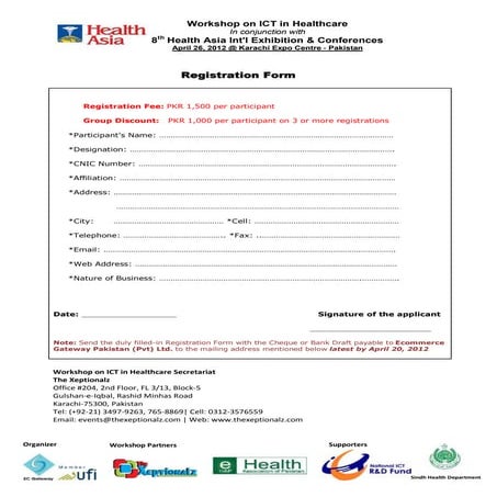 Workshop on ICT in Healthcare - Registration Form | PDF