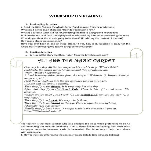 Workshop on reading (all the tenses) | PDF