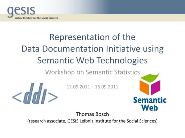 Workshop On Semantic Statistics Representation Of The Data Documentation Initiative Using