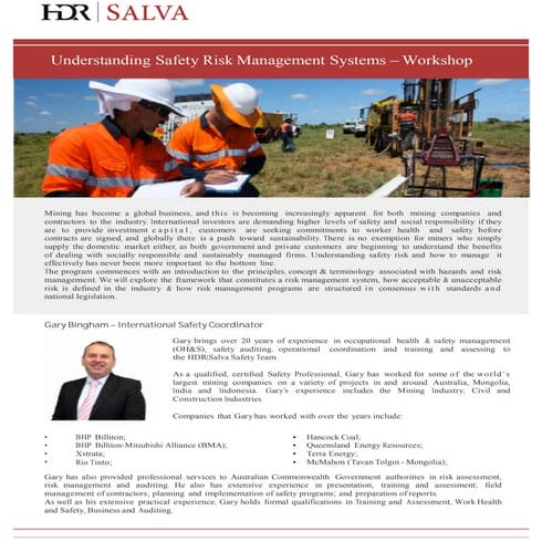 Workshop on understanding safety risk management system | PDF