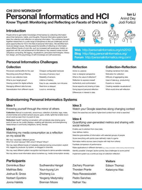 A Stage-Based Model of Personal Informatics Systems (Handout) | PDF ...