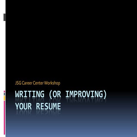 Resume Writing-JSGCC Workshop | PDF | Resume Writing and Advice | Job ...