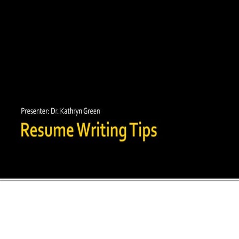 Workshop Resume Writing Tips | PPT