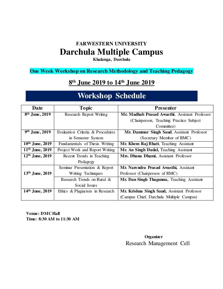 Program Schedule Of A Week Workshop On Research Methodology Teachi program-schedule-of-a-week-workshop-on-research-methodology-teachi