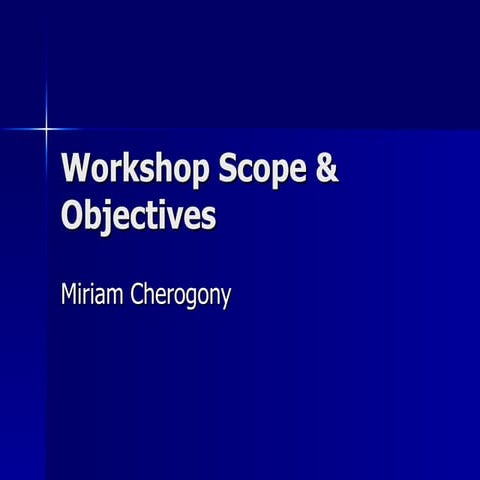 Workshop objectives and scope | PPT