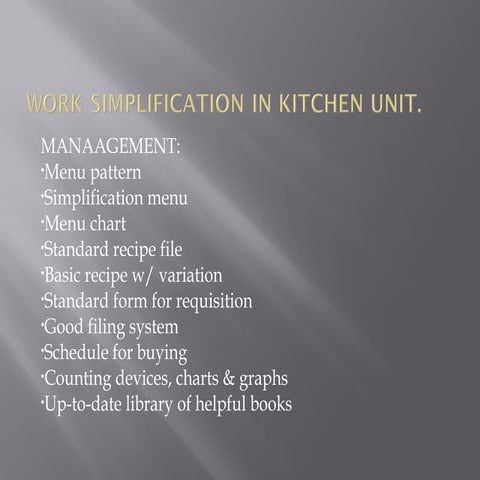 Work simplification in kitchen unit | PPT