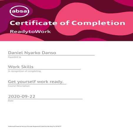 Work skills certificate | PDF