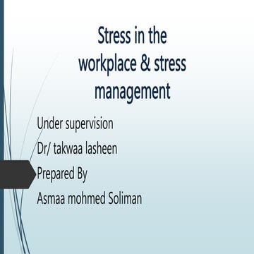 Stress management at workplace | PPTX