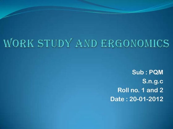 Work Study: Method Study & Work Measurement | PPT | Human Resources ...