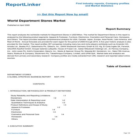 World Department Stores Market | PDF