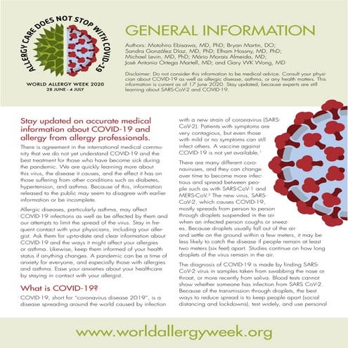 World Allergy Week 2020 General Information | PDF | Lung and ...