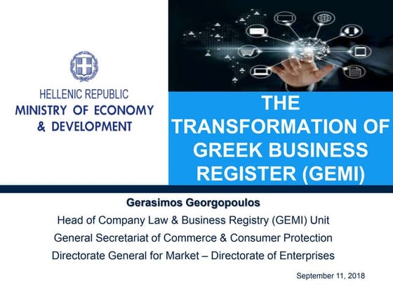Greek Business Register in Business Register Interconnection System ...