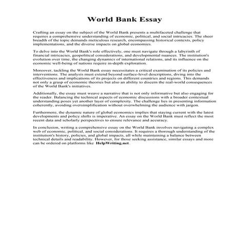 World Bank Essay. Pima Community College | PDF