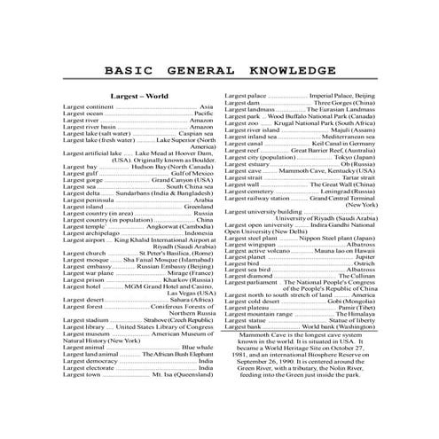 BASIC GENERAL KNOWLEDGE | PDF