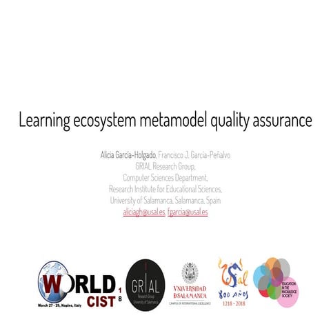 Learning Ecosystem Metamodel Quality Assurance Pdf Computer Software And Applications