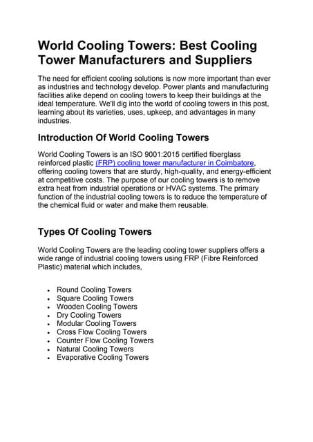 World cooling towers | DOCX