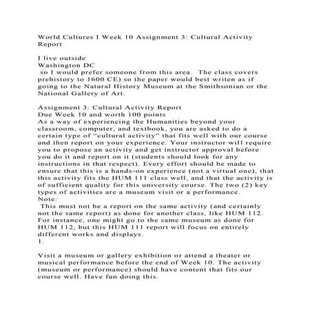 World Culture II Assignment Assignment 3 Cultural Activity Repo.docx