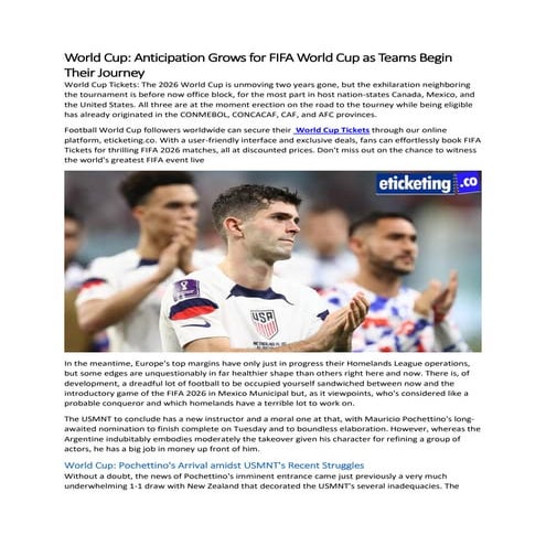World Cup Anticipation Grows for FIFA World Cup as Teams Begin Their ...