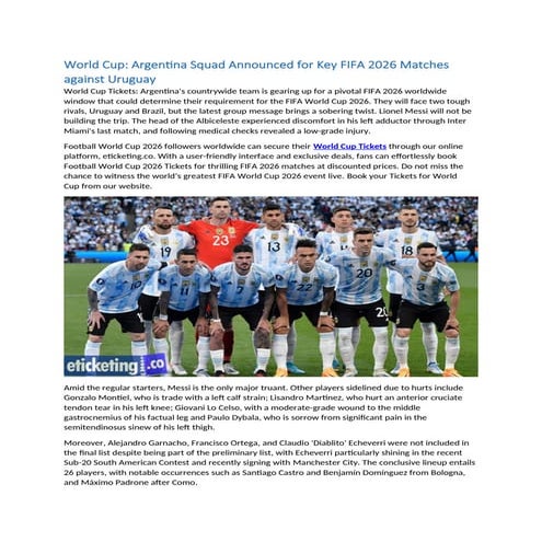 World Cup Argentina Squad Announced for Key FIFA 2026 Matches against Uruguay.docx