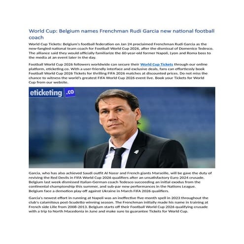 World Cup Belgium names Frenchman Rudi Garcia new national football ...