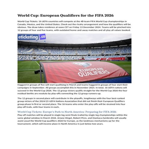 World Cup European Qualifiers for the FIFA 2026.docx