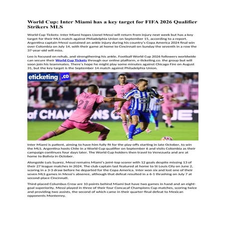 World Cup Inter Miami has a key target for FIFA 2026 Qualifier Strikers ...