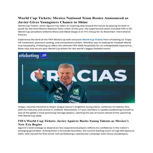 World Cup Tickets Mexico National Team Roster Announced as Javier Gives ...