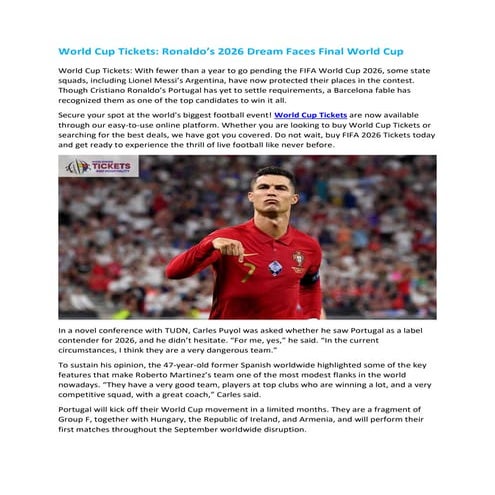 World Cup Tickets Ronaldo’s 2026 Dream Faces Final World Cup.pdf