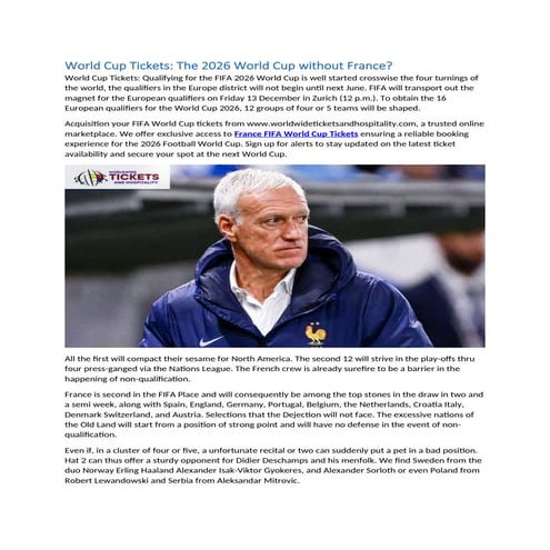 World Cup Tickets The 2026 World Cup without France.docx