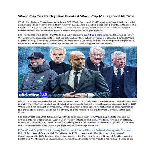 World Cup Tickets Top Five Greatest World Cup Managers of All Time.docx