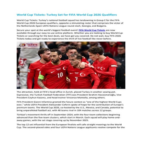 World Cup Tickets Turkey Set for FIFA World Cup 2026 Qualifiers.pdf