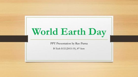 Earth day presentation | PPSX | Environmental Services Industry ...