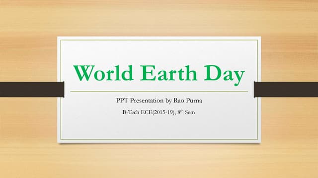 Earth day presentation | PPTX