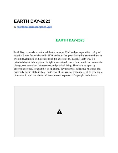 Earth day presentation | PPSX | Environmental Services Industry ...