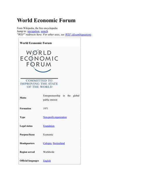 Davos World Economic Forum 2020 | PDF