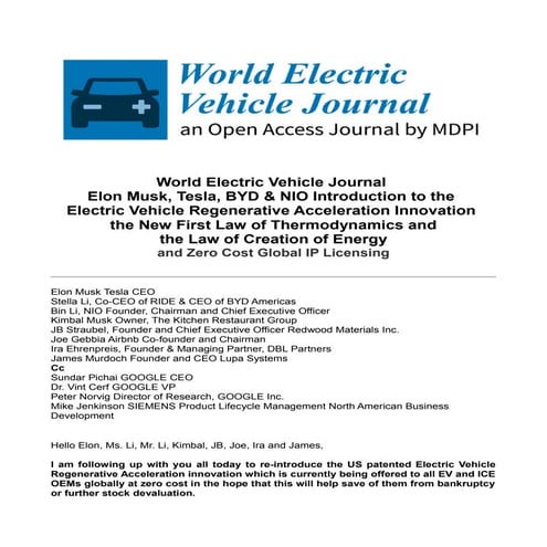 World Electric Vehicle Journal RE Elon Musk, Tesla BYD & NIO Re ...