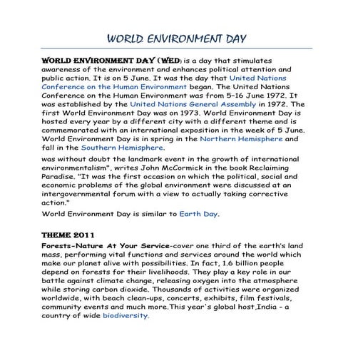 World environment day | DOCX