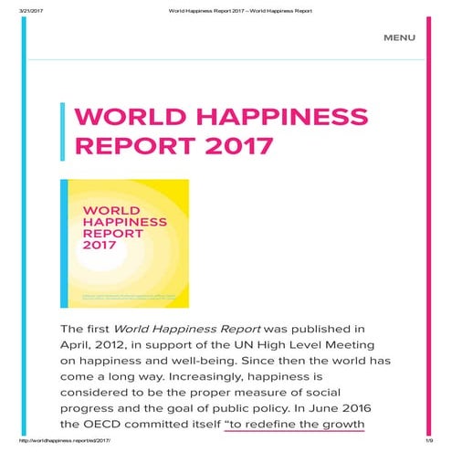 WORLD HAPPINESS REPORT 2017 | PDF