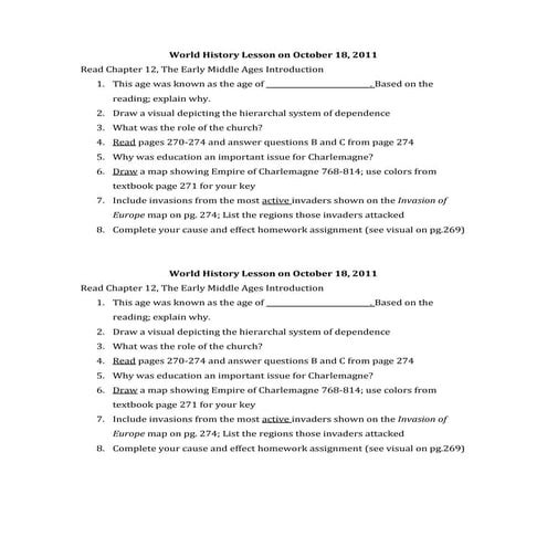 Early Middle Ages Introduction | DOCX | Education