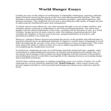 World Hunger Essays | PDF