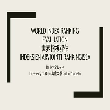 Optimisation of world indexes for rankings | PPTX