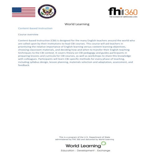 World learning content based instruction course description (1) | PDF