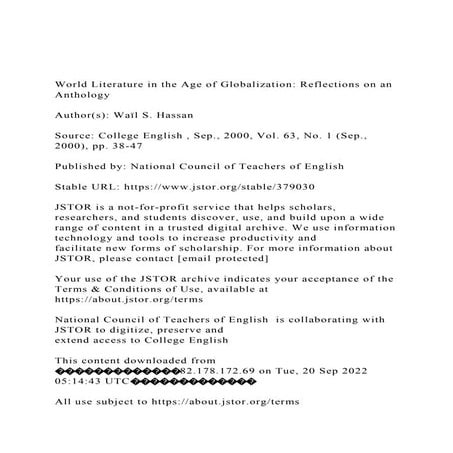World Literature in the Age of Globalization Reflections on a.docx