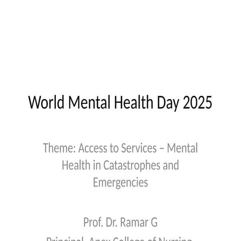 World Health Day 2025 - Importance of Mental Health | PPTX