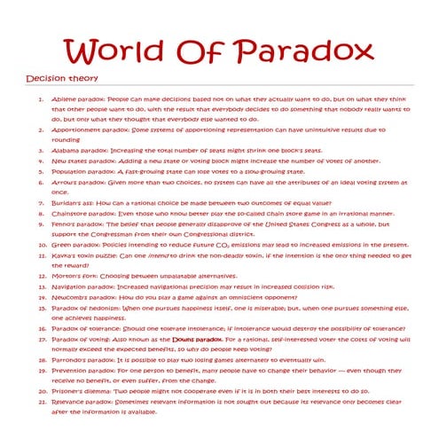World of paradox compiled by Aneek Gupta | PDF