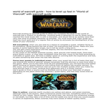 World of warcraft guide