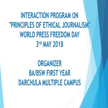 Principles of Ethical Journalism: World Press Freedom Day 2018 | PPT