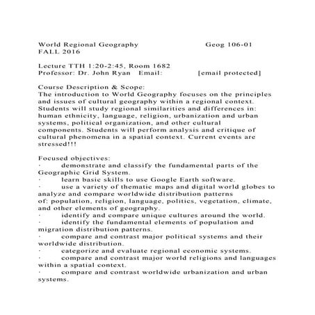 World Regional Geography Geog 106-01 FAL.docx